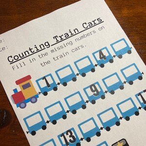 PRINTABLE Counting Train Cars Worksheet - Etsy