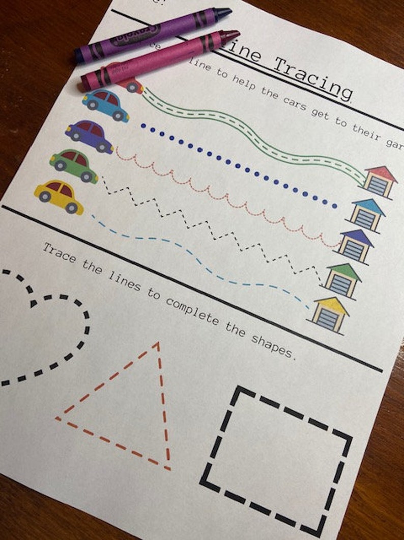 PRINTABLE Line Tracing Worksheet - Etsy