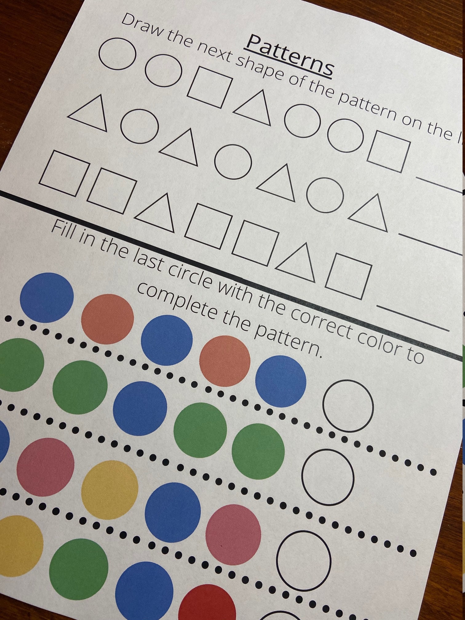 PRINTABLE Patterns Worksheet - Etsy