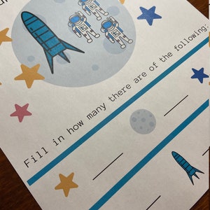 PRINTABLE Counting in Space Worksheet - Etsy