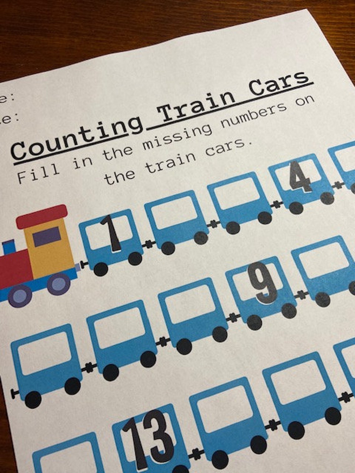 PRINTABLE Counting Train Cars Worksheet | Etsy