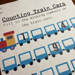 PRINTABLE Counting Train Cars Worksheet - Etsy