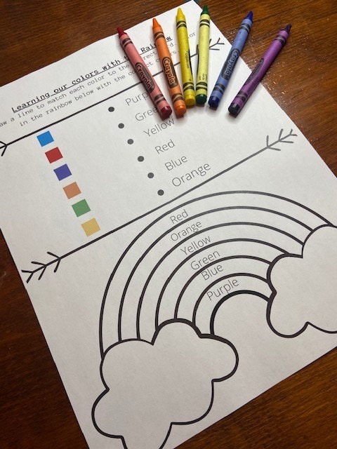 PRINTABLE Learning Our Colors With the Rainbow Worksheet: Colors, Color ...