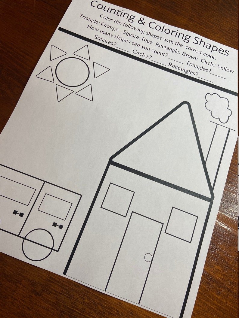 PRINTABLE Counting & Coloring Shapes - Etsy