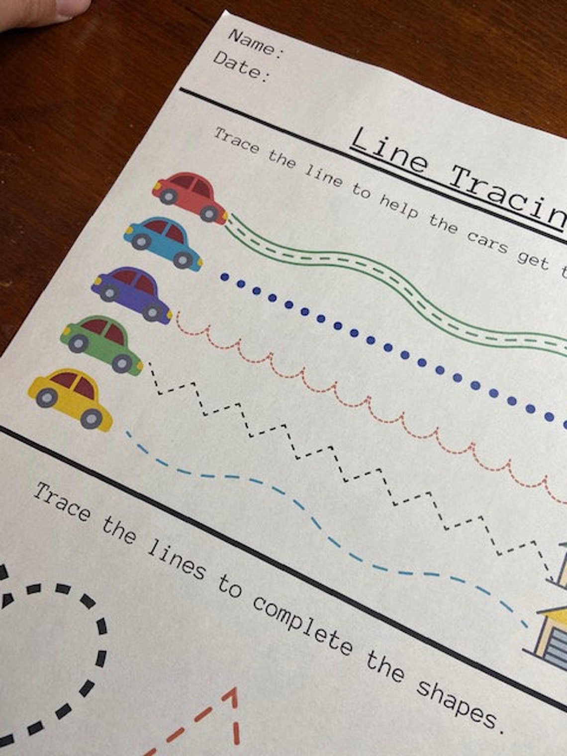 PRINTABLE Line Tracing Worksheet - Etsy