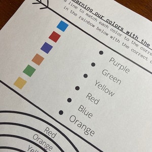 PRINTABLE Learning Our Colors With the Rainbow Worksheet: Colors, Color ...