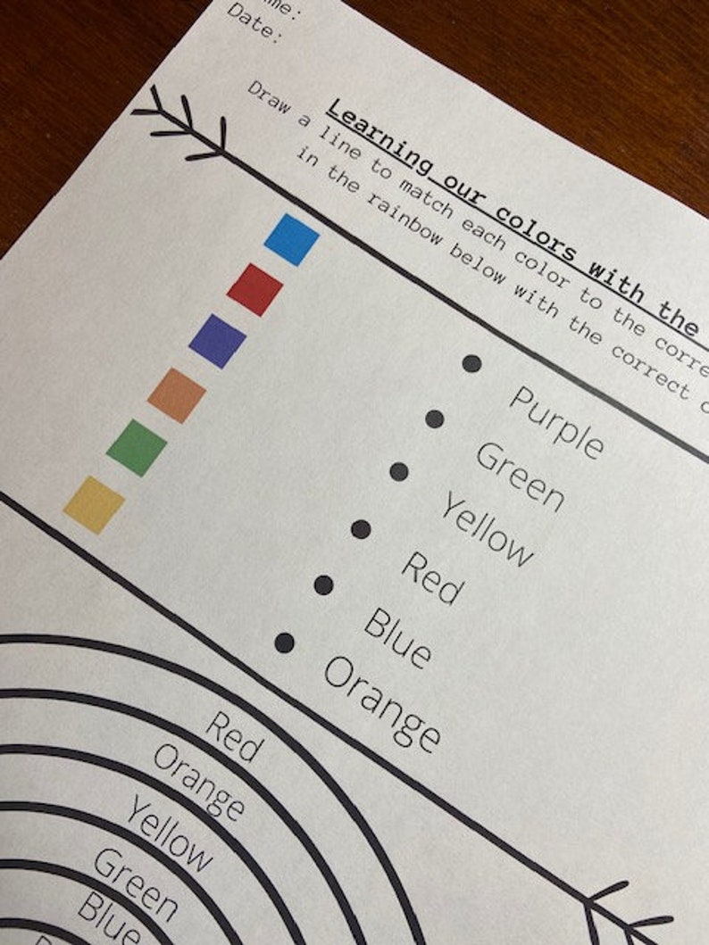 PRINTABLE Learning Our Colors With the Rainbow Worksheet: Colors, Color ...
