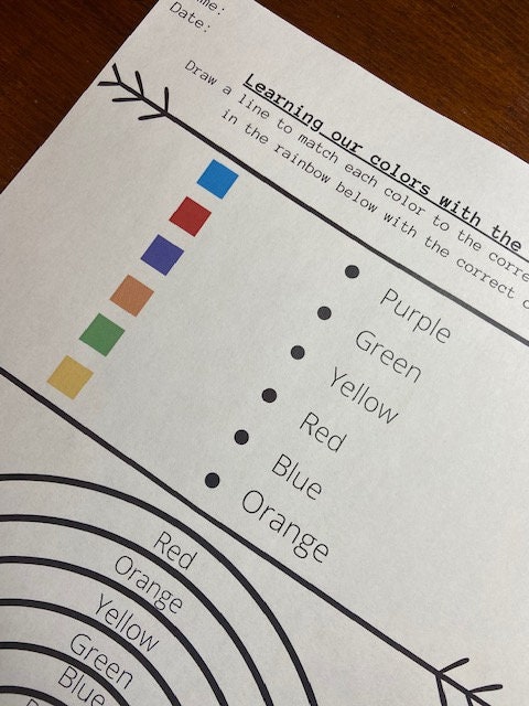PRINTABLE Learning Our Colors With the Rainbow Worksheet: Colors, Color ...