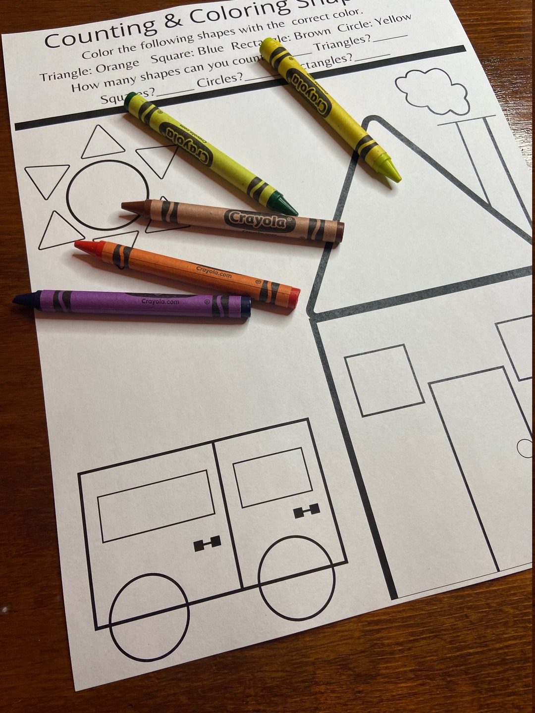 PRINTABLE Counting & Coloring Shapes - Etsy