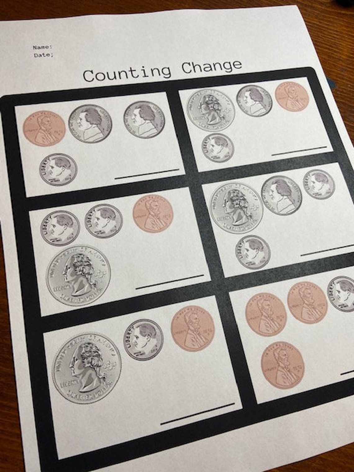 PRINTABLE Counting Change Worksheet - Etsy Australia