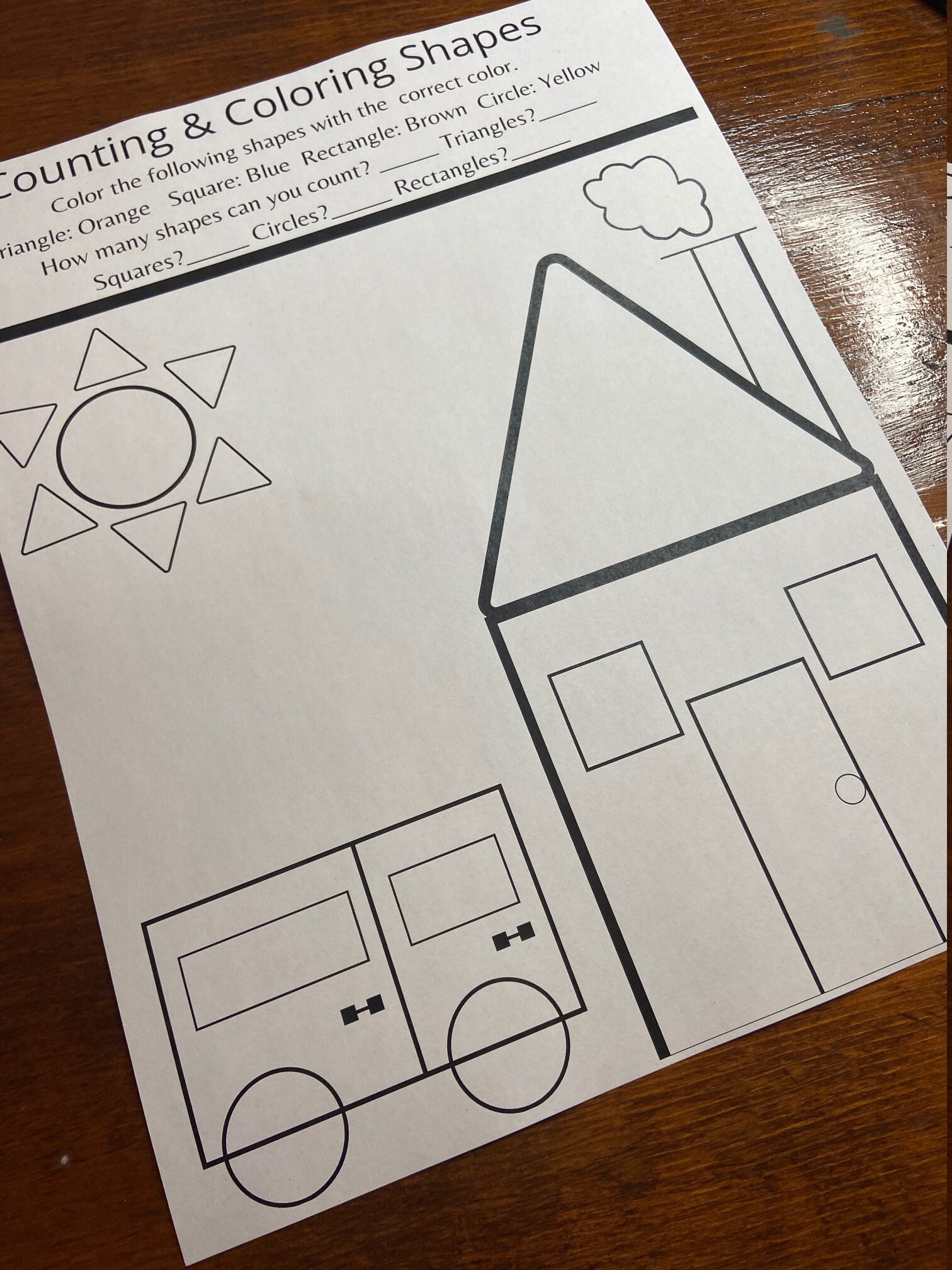 PRINTABLE Counting & Coloring Shapes - Etsy