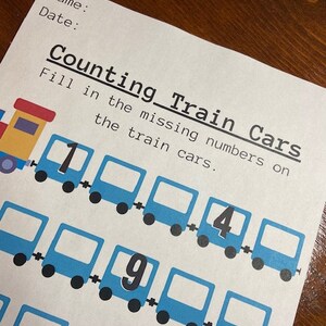 PRINTABLE Counting Train Cars Worksheet - Etsy