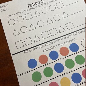 PRINTABLE Patterns Worksheet - Etsy