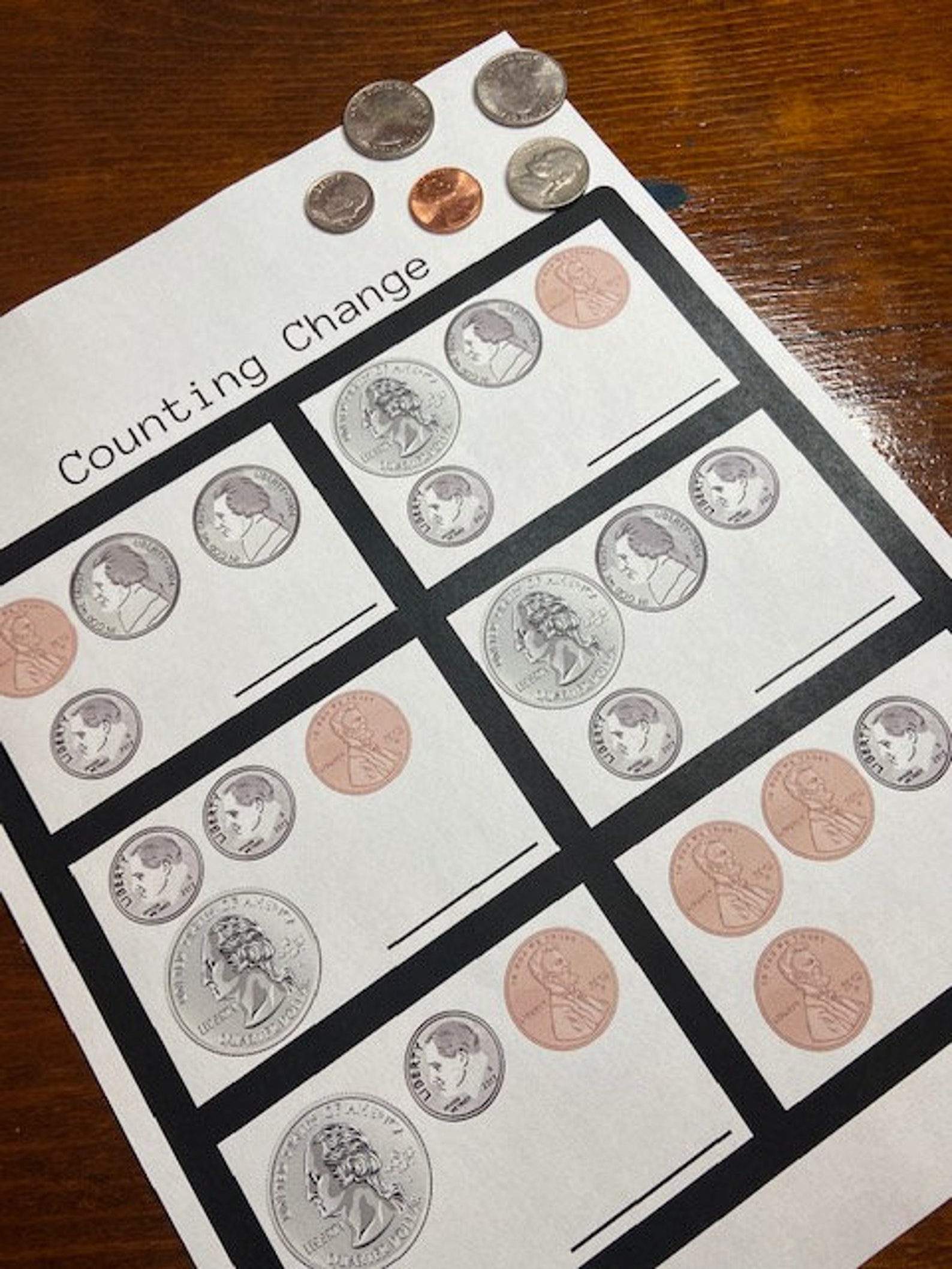 PRINTABLE Counting Change Worksheet - Etsy UK