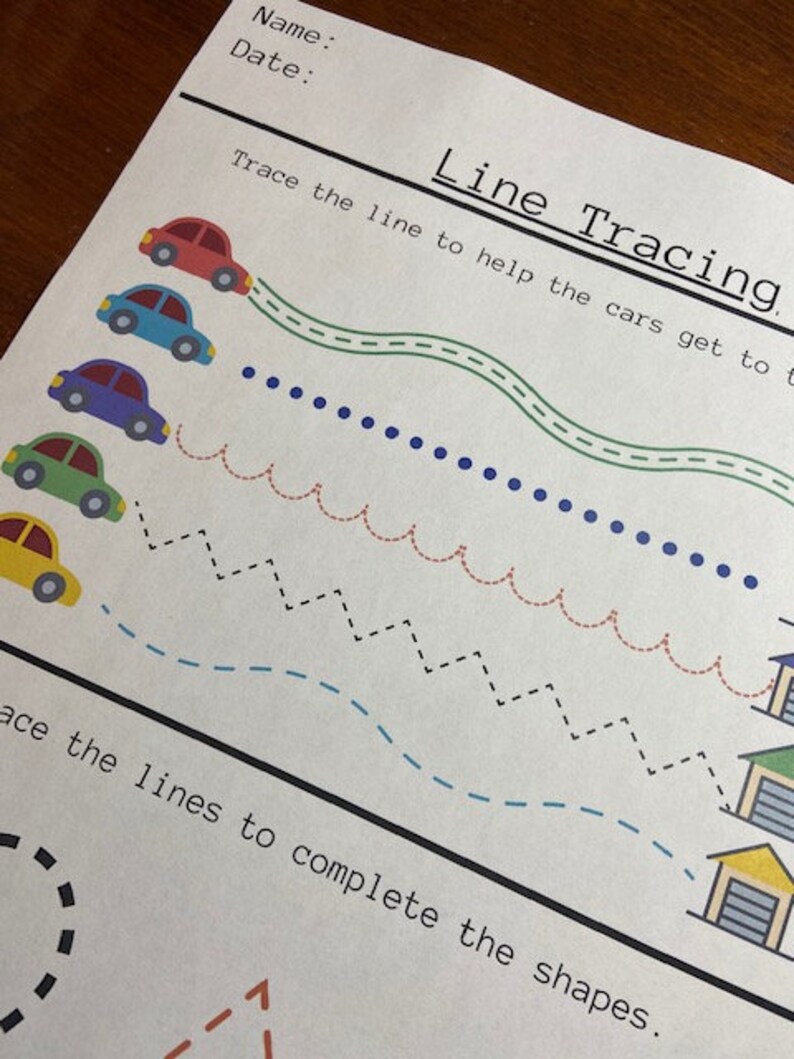PRINTABLE Line Tracing Worksheet - Etsy