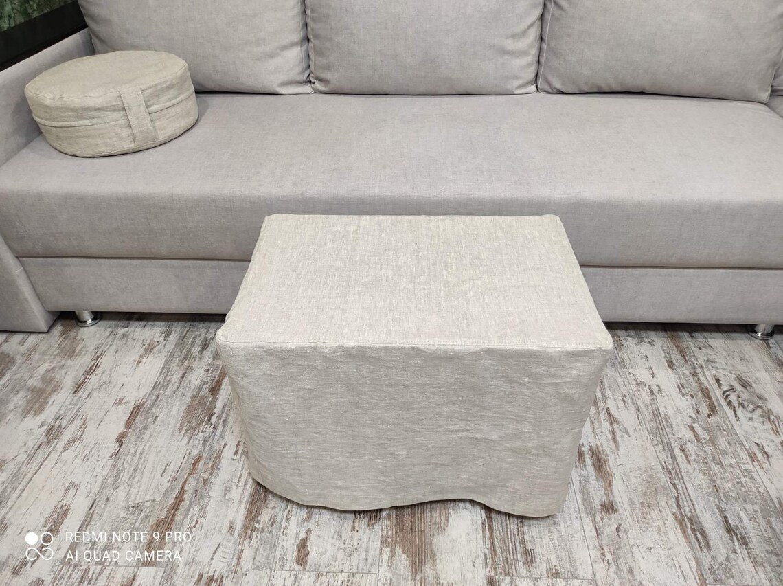Eco-friendly Linen Ottoman Square Pouf Cover Without Bottom - Etsy