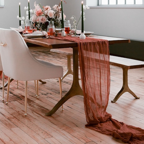 Terracotta Boho Wedding Cheesecloth Table Runner Wedding Arch - Etsy
