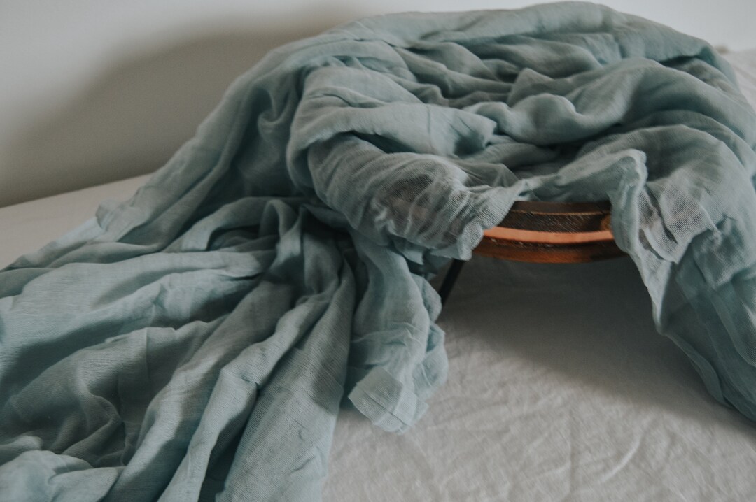 Dusty Blue Cheesecloth Table Runners, Boho, Gauze Wedding Table Decor ...