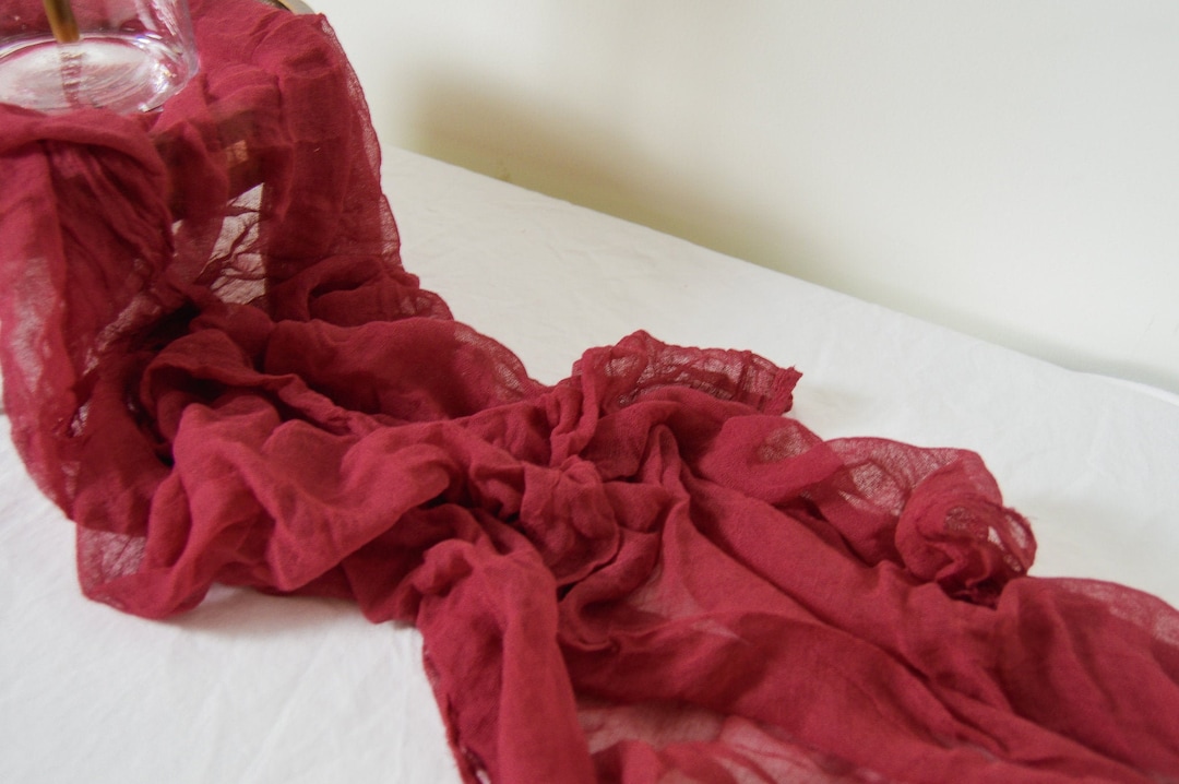 Winter Table Decor, Red Cheesecloth Table Runners, Holiday Dinner Party ...