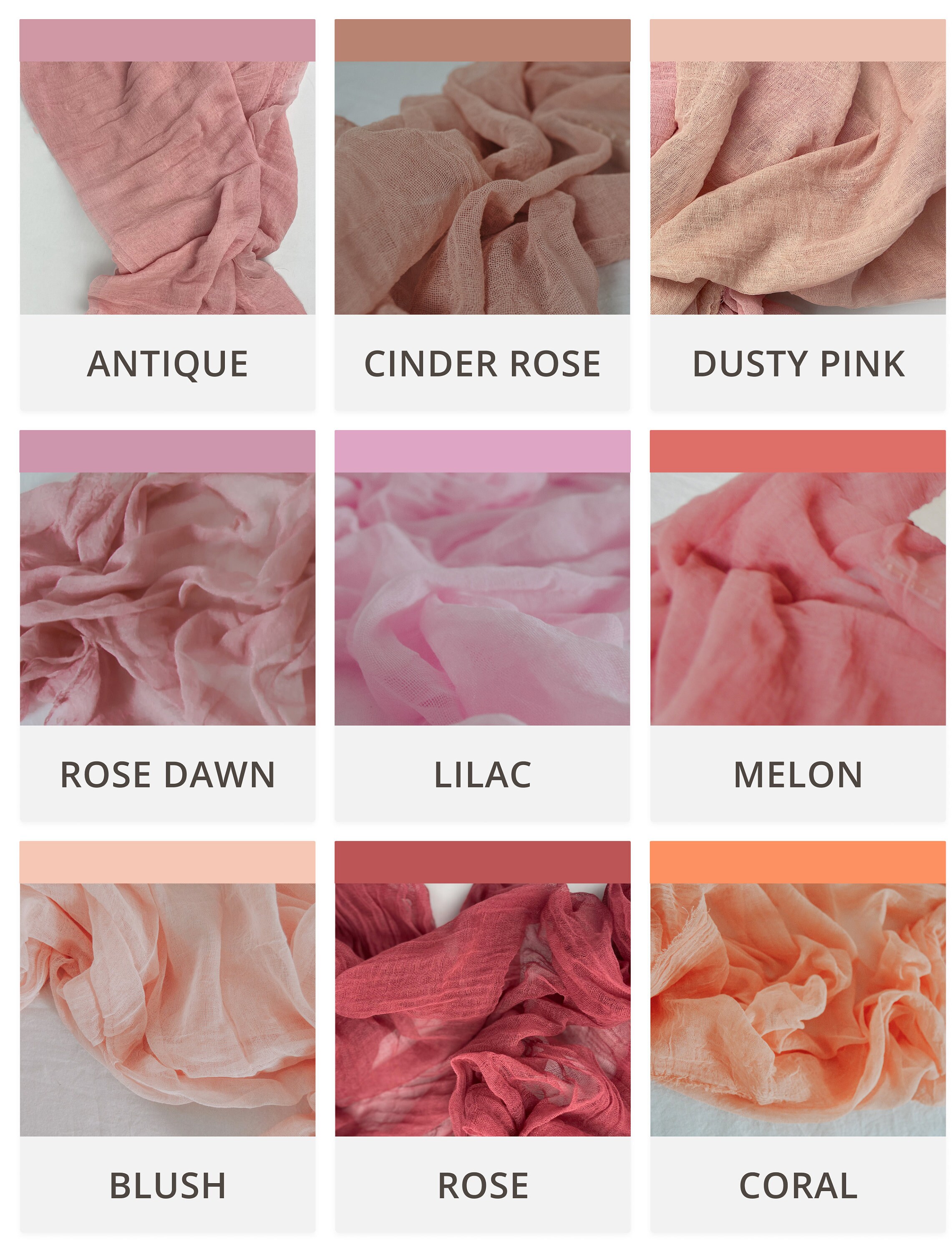 Order a Swatch Sample, Cheesecloth Color Swatches - Etsy