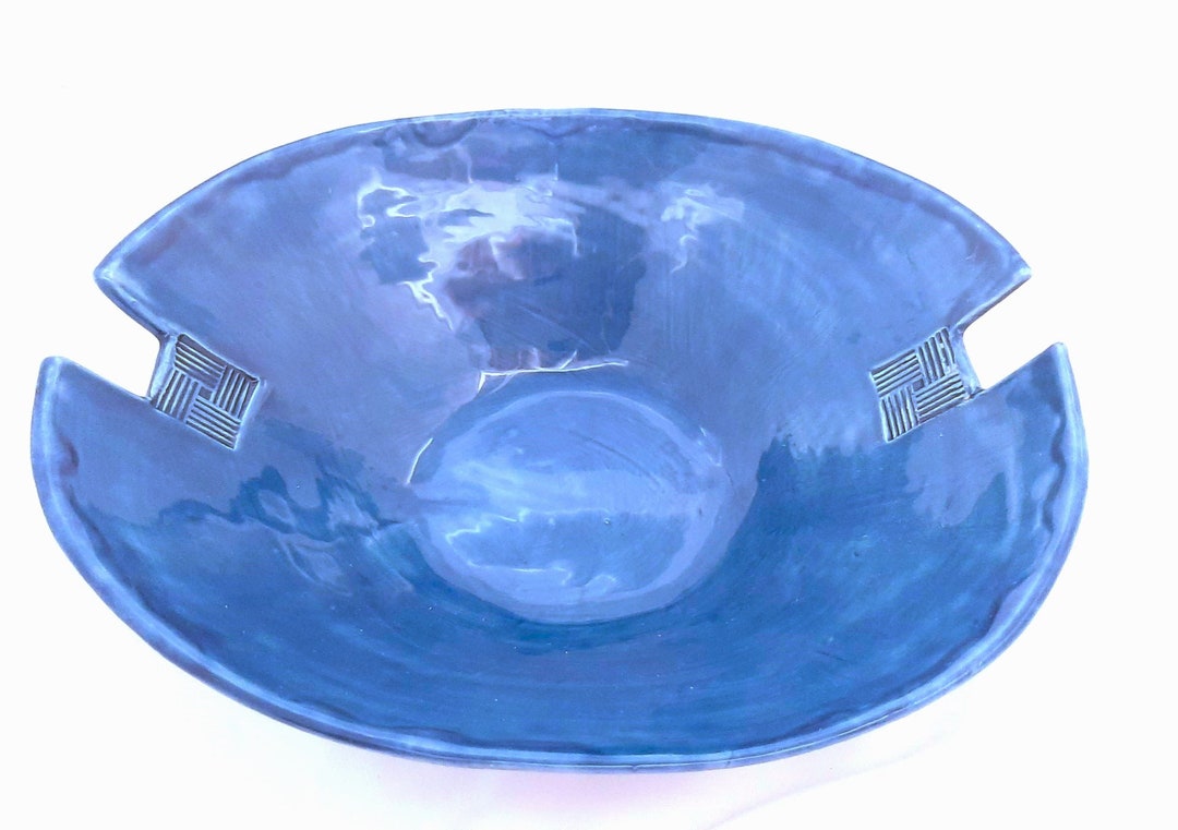 Cobalt Blue Serving Bowl With Inserts for Spoons - Etsy