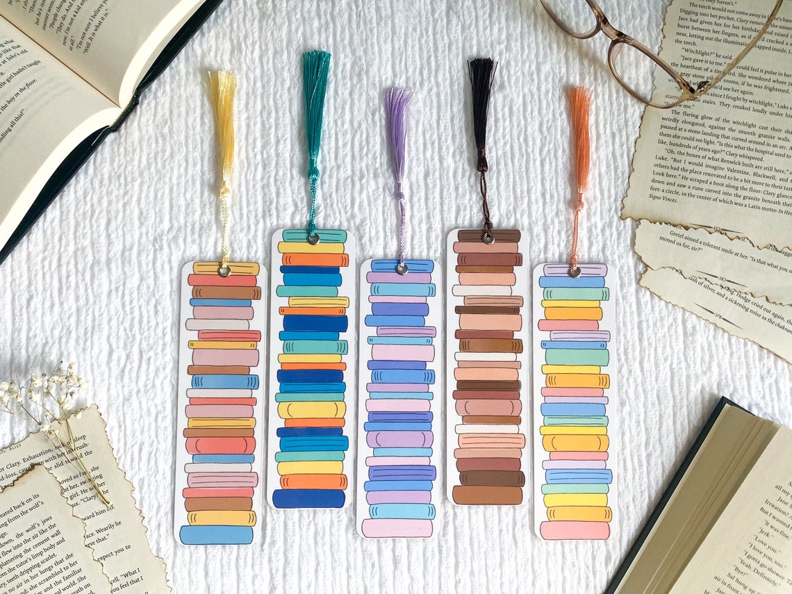 Blank Stack of Books Bookmark Collection Custom Option | Etsy