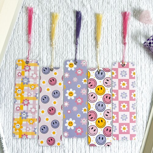 Retro Happy Flowers Bookmark Collection colorway 2 - Etsy