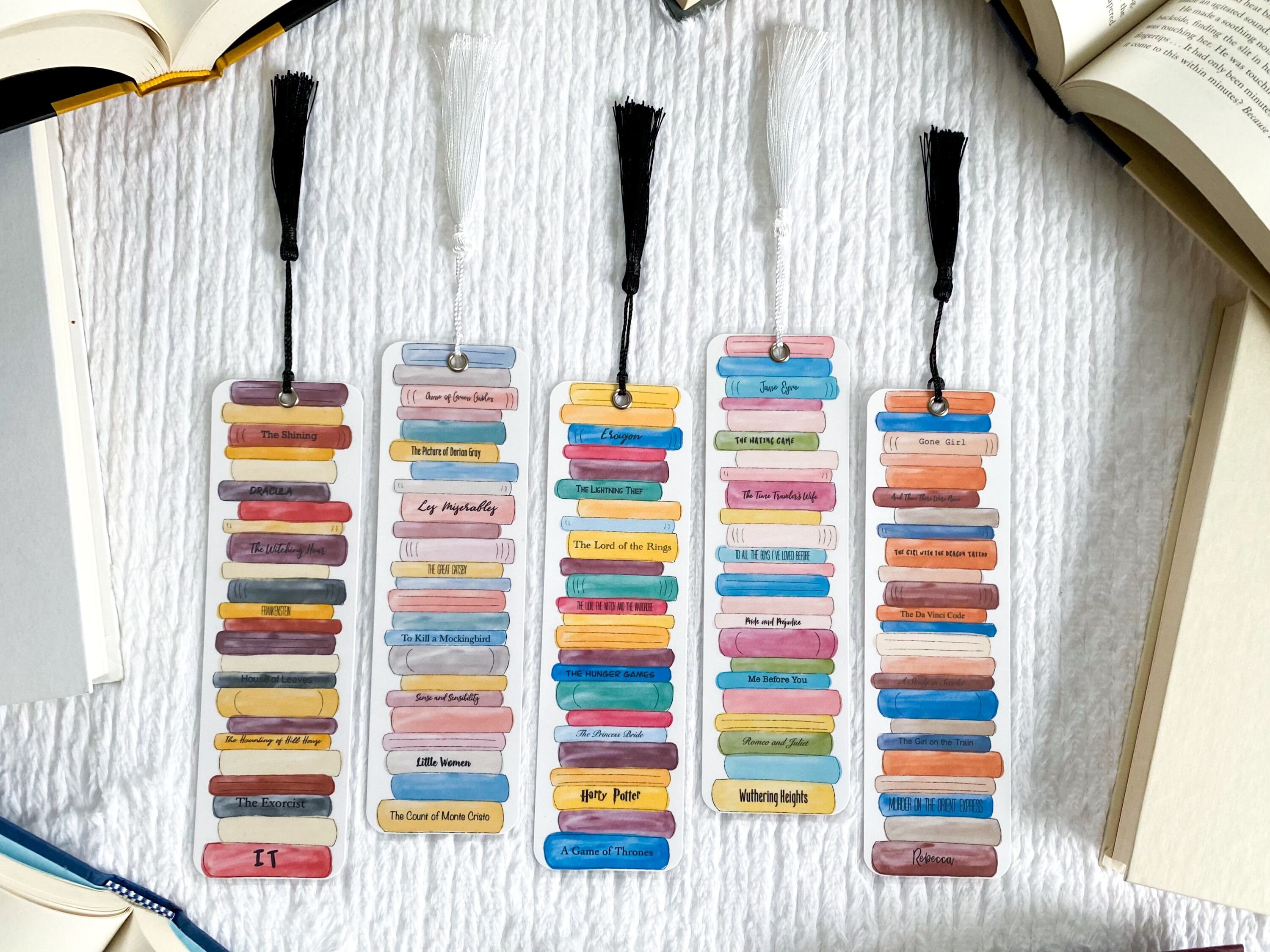 Stack of Books Bookmark Collection Popular Books | Etsy