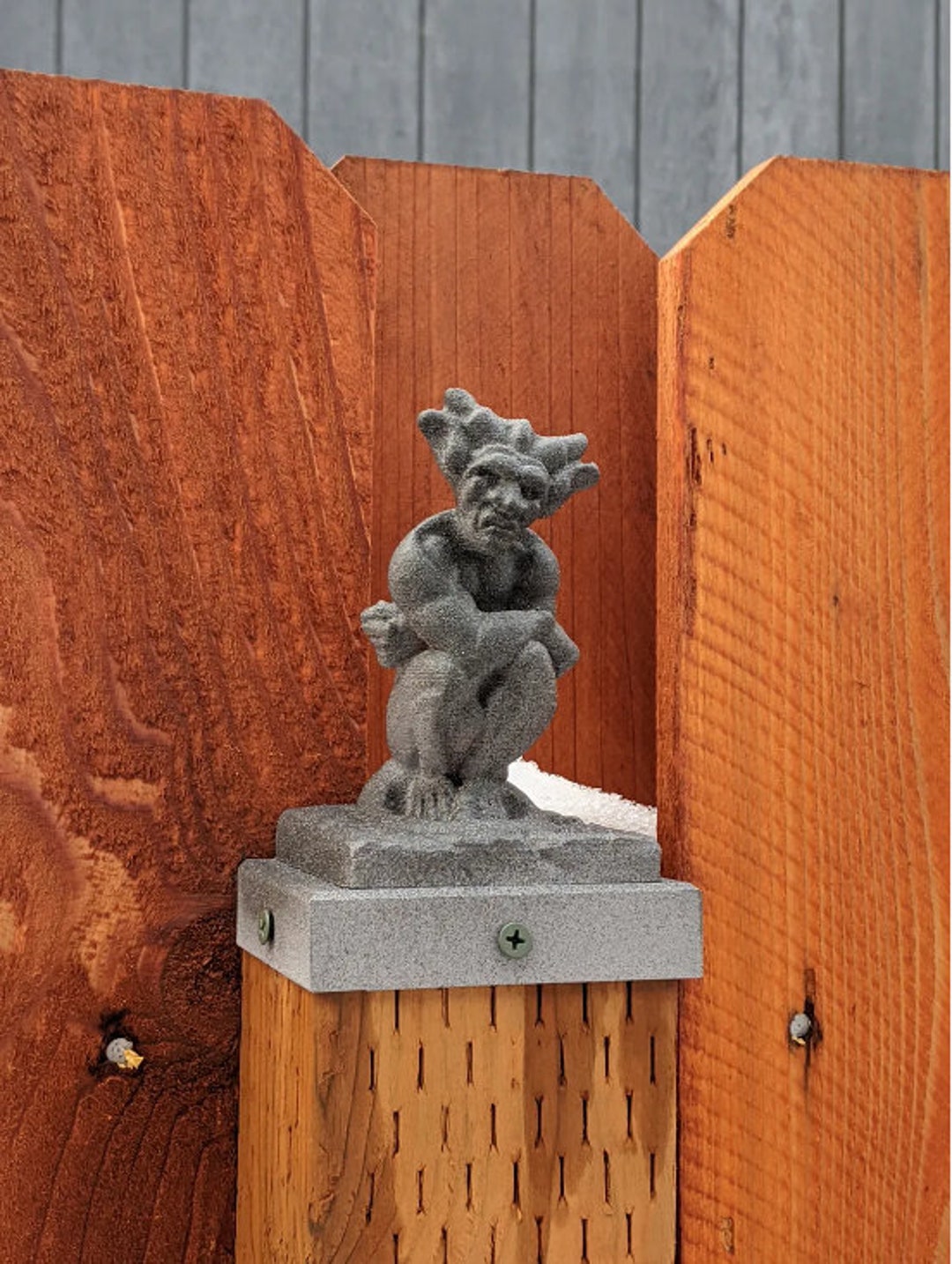 Gargoyle Fence Post Topper 4x4 PVC Vinyl or Wood - Garden Gargoyal ...