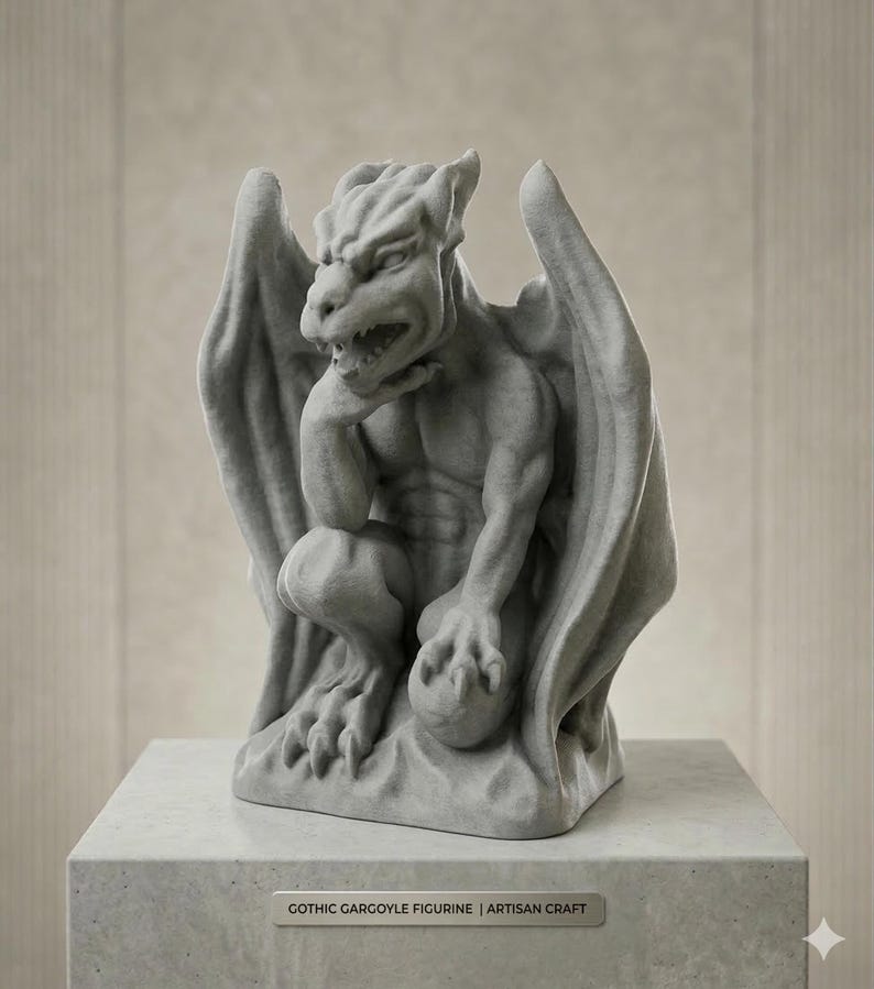 Gargoyle Thinker Statue | Any Color Garden Gargoyal Statue | Desk ...
