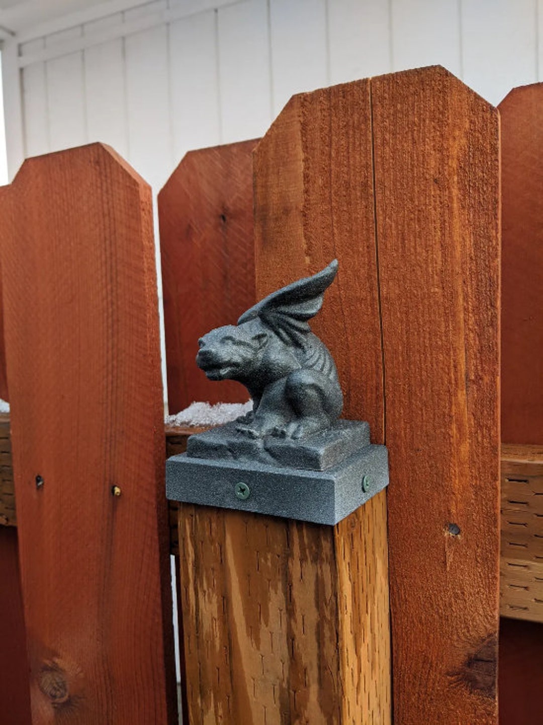 Gargoyle Fence Post Topper 4x4 PVC Vinyl or Wood - Garden Gargoyal ...
