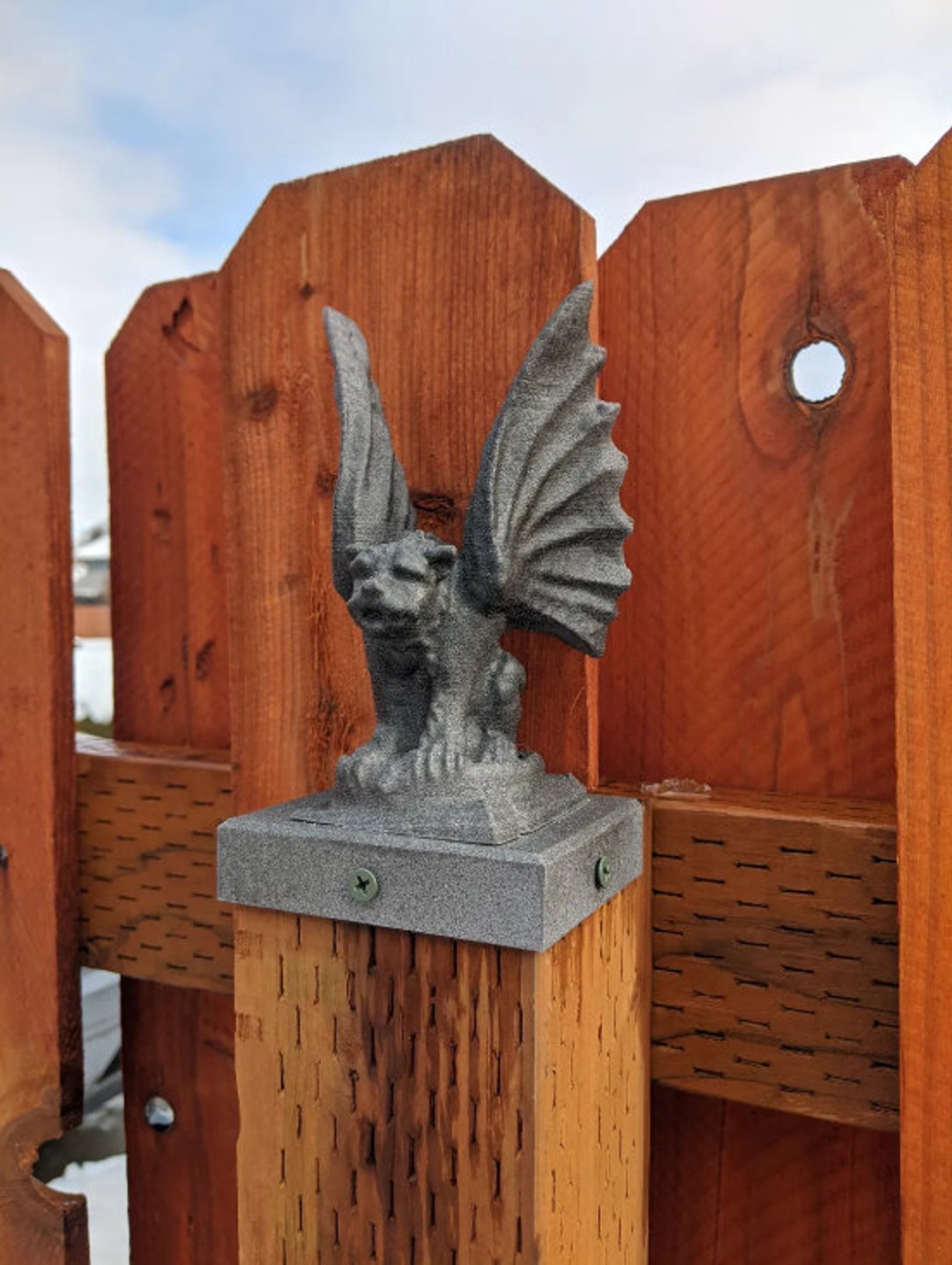 Gargoyle Fence Post Topper 4x4 PVC Vinyl or Wood - Garden Gargoyal ...