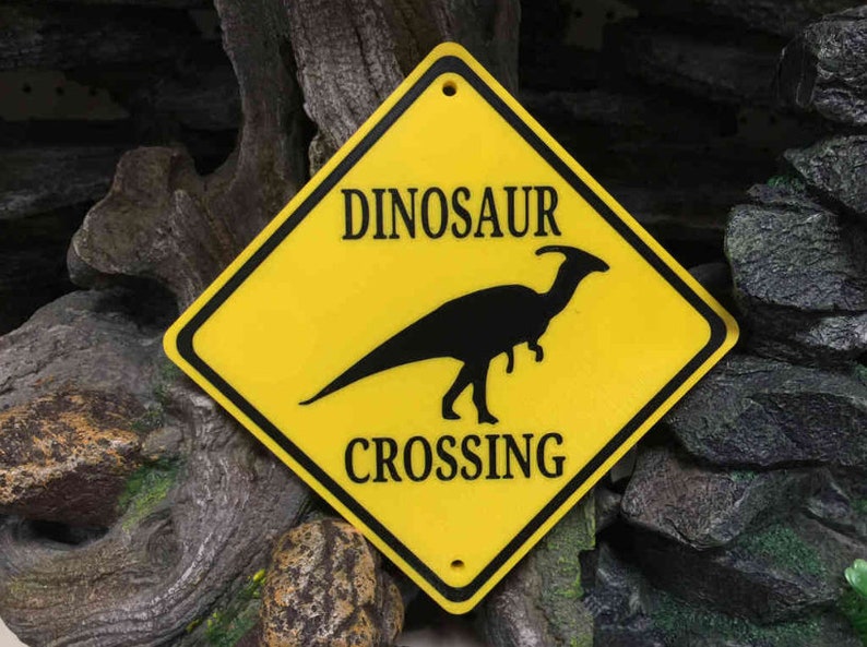 Dinosaur Crossing Sign - Gifts for Kids Bedrooms - Etsy