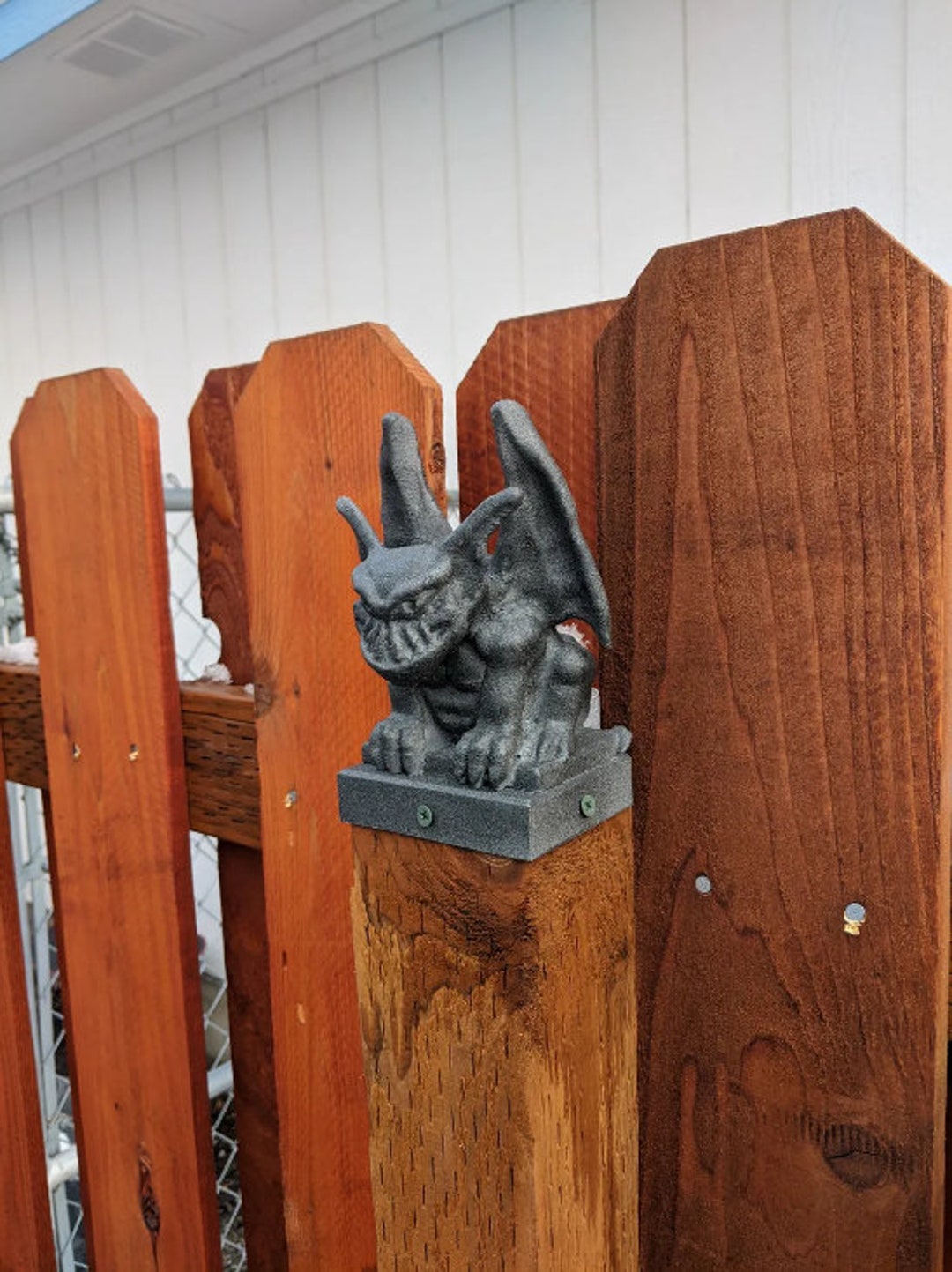 Gargoyle Fence Post Topper 4x4 PVC Vinyl or Wood - Garden Gargoyal ...