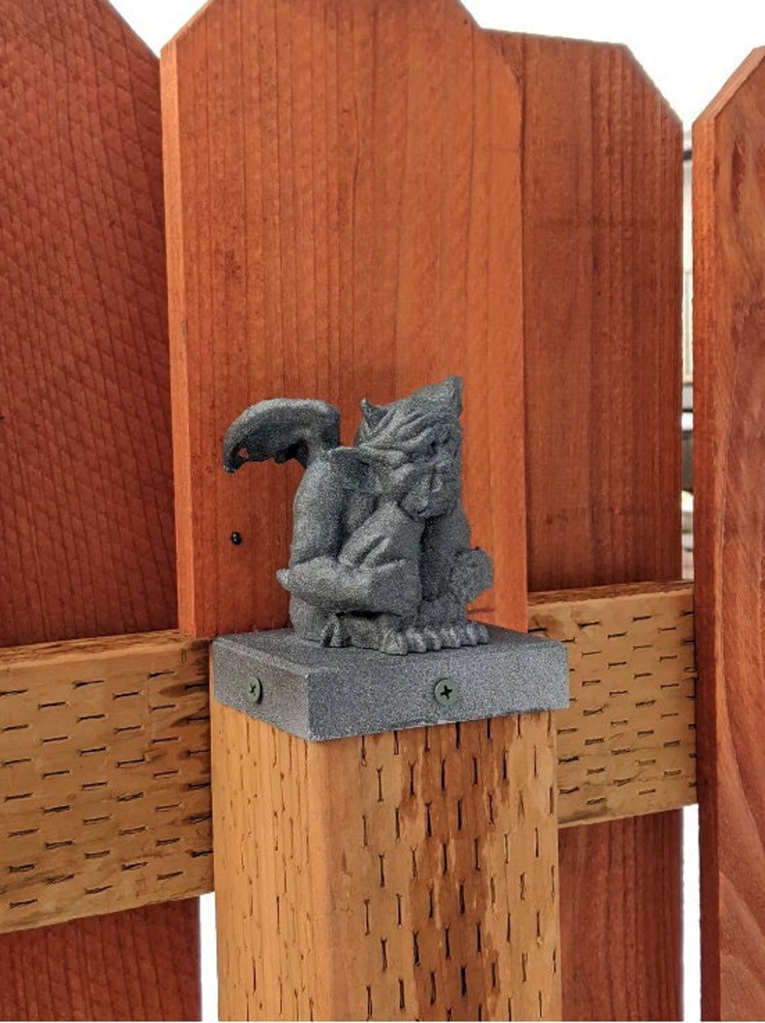 Gargoyle Fence Post Topper 4x4 PVC Vinyl or Wood - Garden Gargoyal ...