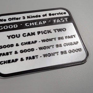 Good Cheap or Fast Sign | Funny Shop Signs | Business Owner Gifts ...