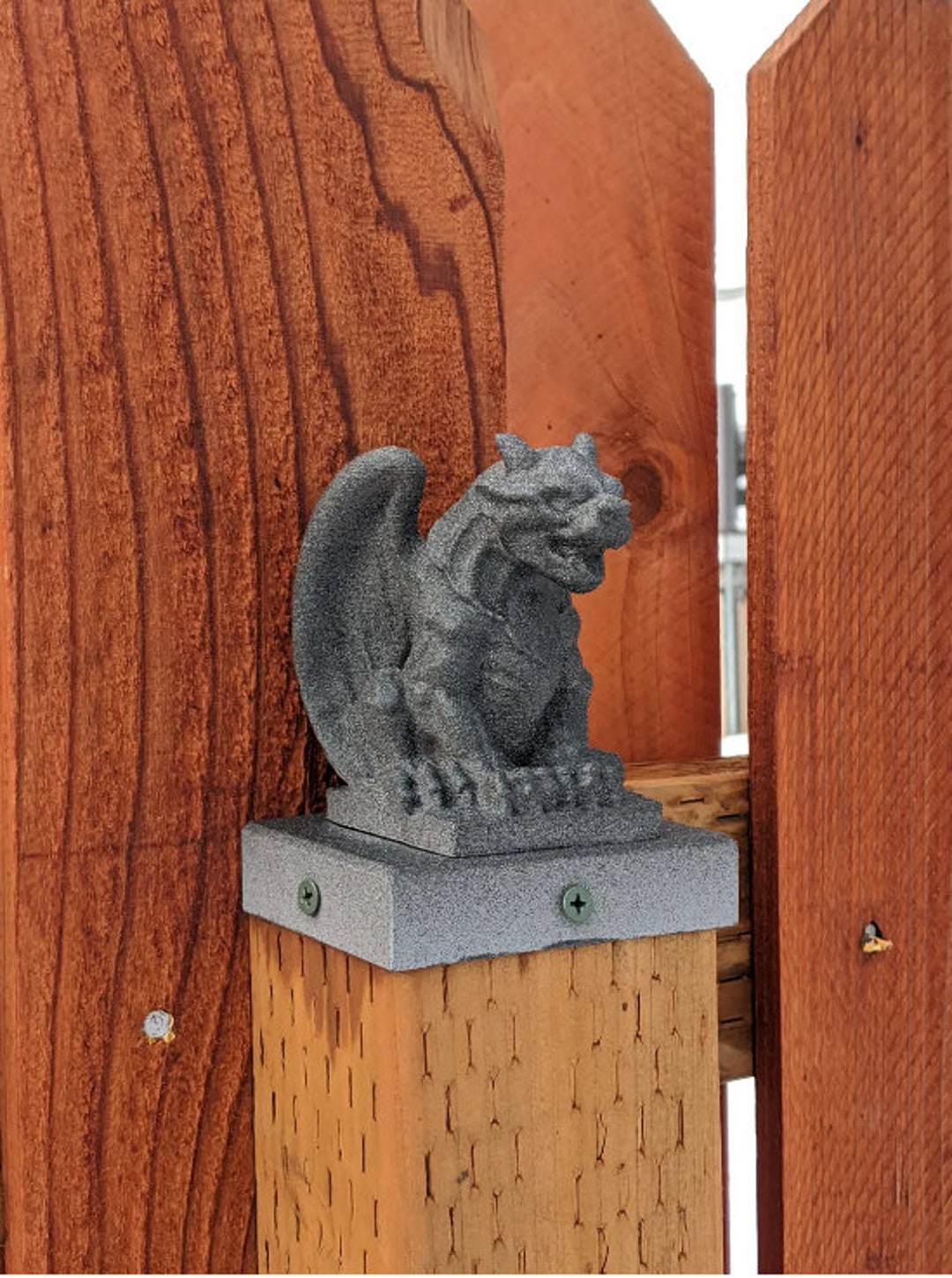 Gargoyle Fence Post Topper 4x4 PVC Vinyl or Wood - Garden Gargoyal ...