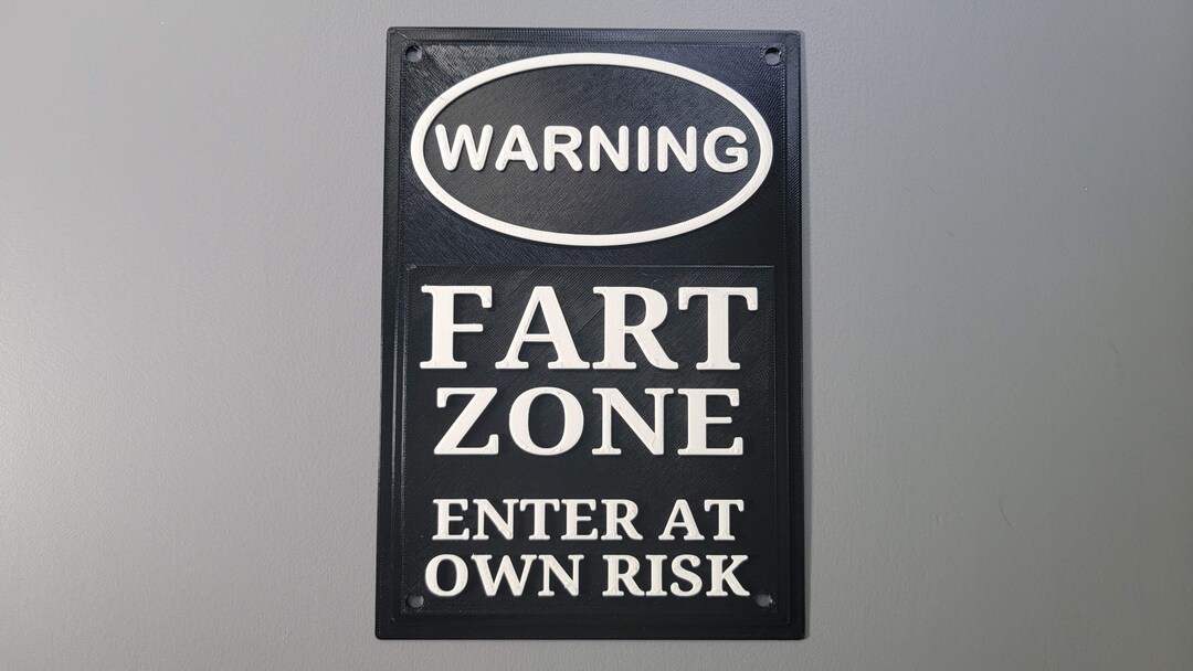 Warning FART ZONE Funny Sign Gag Gift for Little Brother Silly People ...