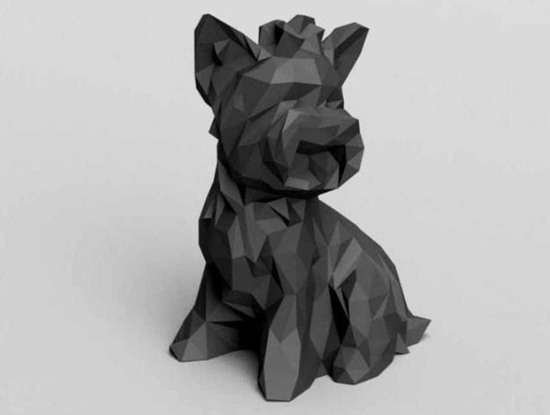 Low Poly Geometric Yorkie Statue Figurine | Home Decor for York Lovers ...