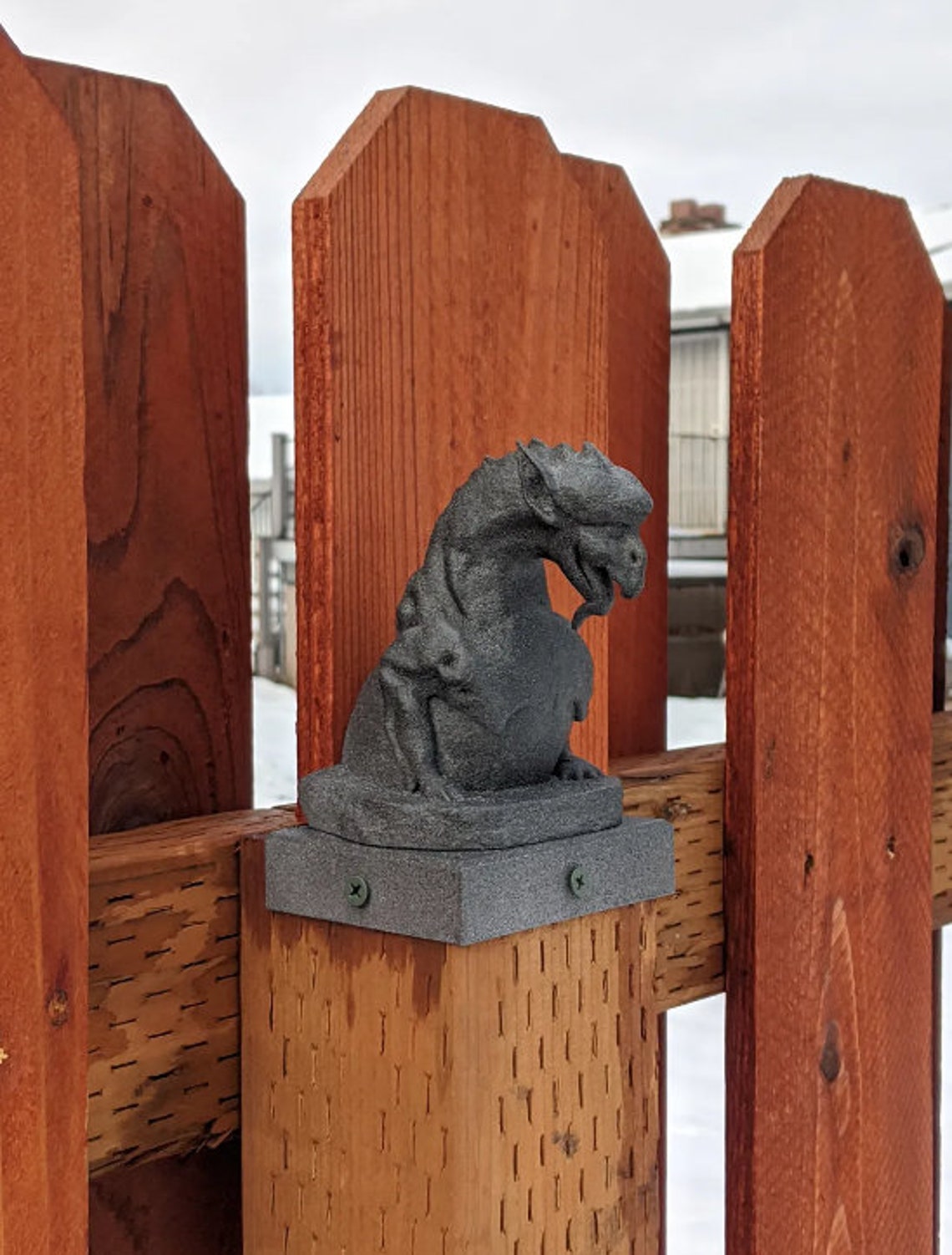 Gargoyle Fence Post Topper 4x4 PVC Vinyl or Wood - Garden Gargoyal ...