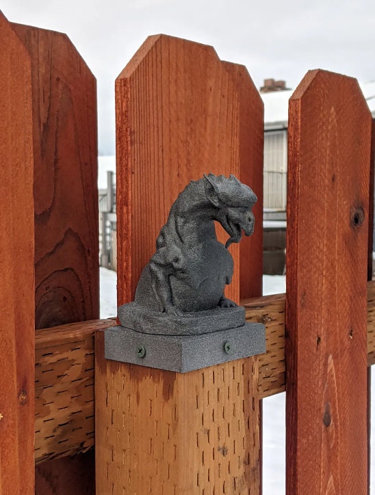 Gargoyle Fence Post Topper 4x4 PVC Vinyl or Wood - Garden Gargoyal ...