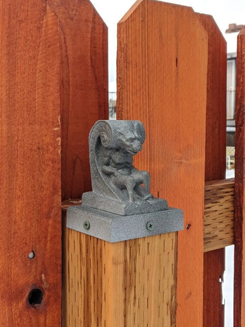 Gargoyle Fence Post Topper 4x4 PVC Vinyl or Wood Garden Gargoyal Statue ...