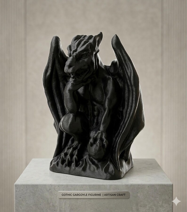 Gargoyle Thinker Statue | Any Color Garden Gargoyal Statue | Desk ...