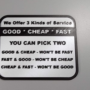 Good Cheap or Fast Sign | Funny Shop Signs | Business Owner Gifts ...