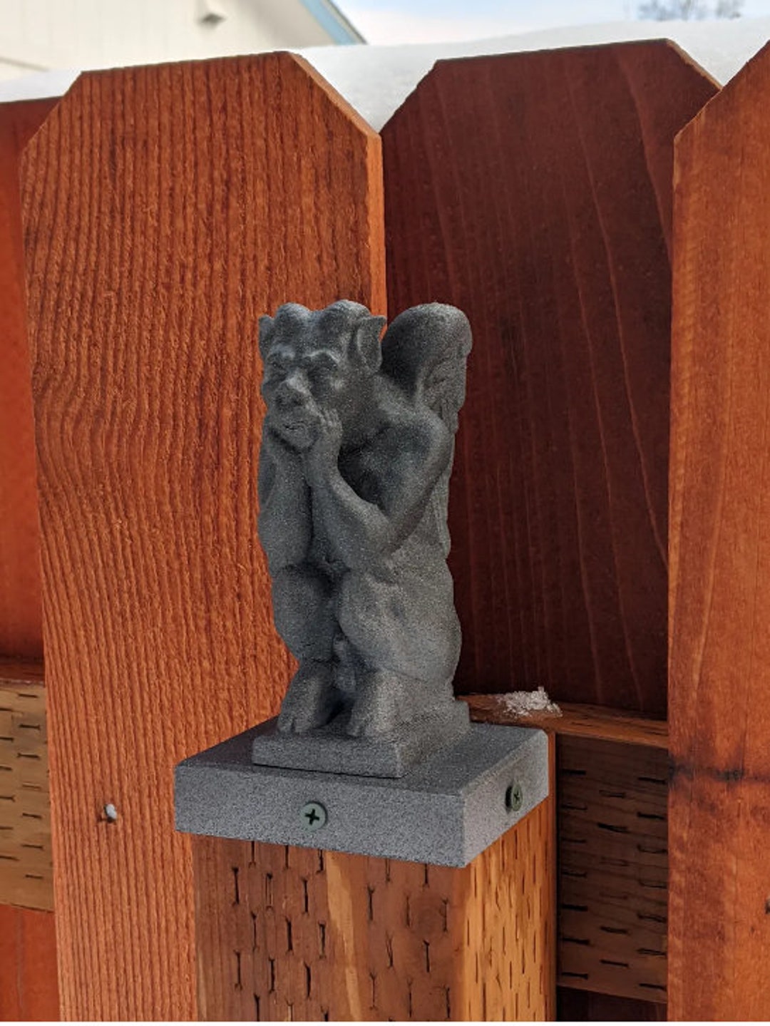 Gargoyle Fence Post Topper 4x4 PVC Vinyl or Wood - Garden Gargoyal ...