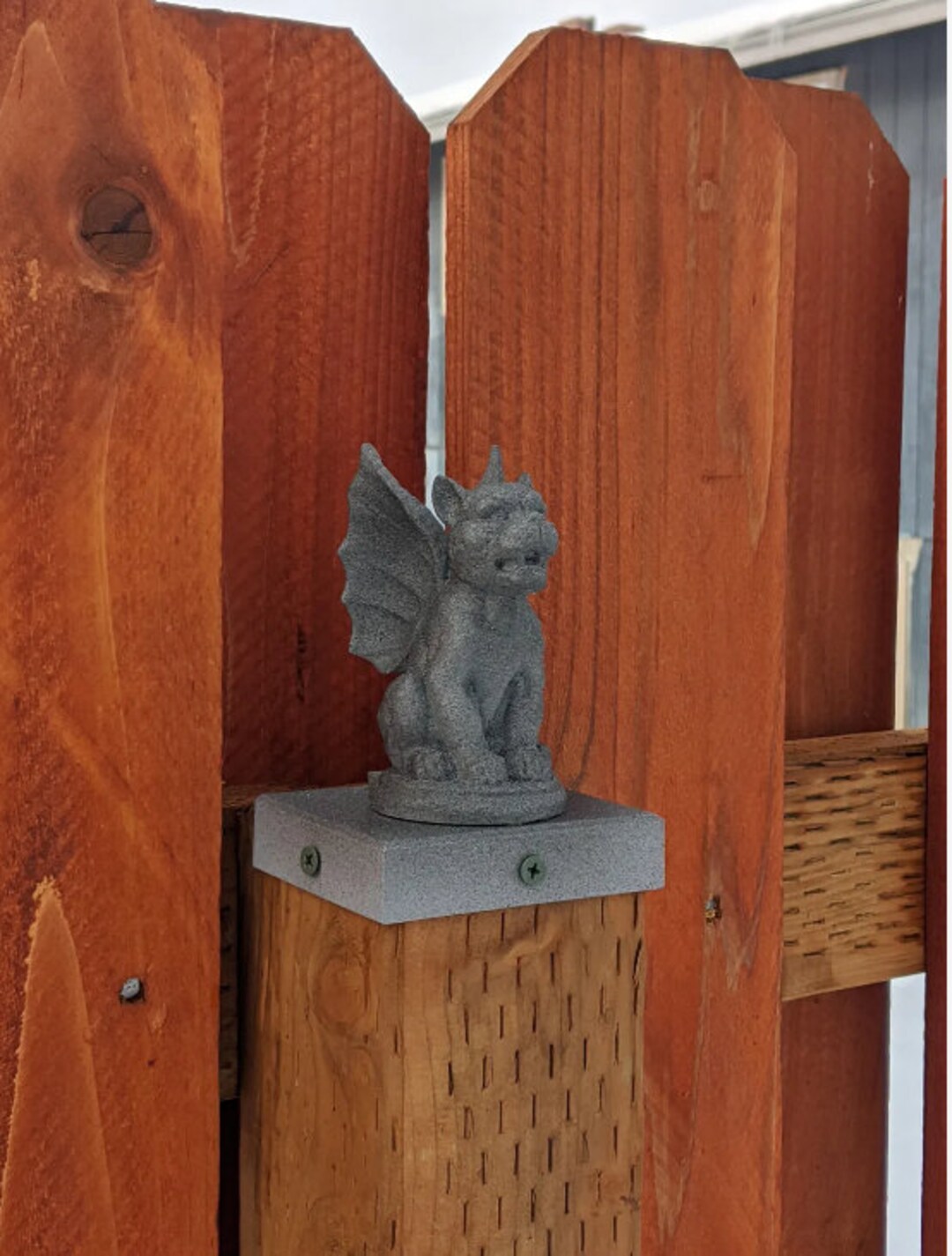 Gargoyle Fence Post Topper 4x4 PVC Vinyl or Wood - Garden Gargoyal ...