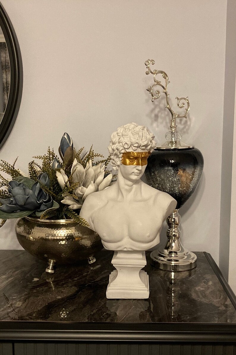 David Sculpture David Bust Statue Bust White Sculpture Gold | Etsy