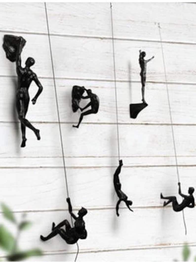 Set of 7, Climbing Man, Wall Sculpture, Climbing Adventurer, Wall Decor ...