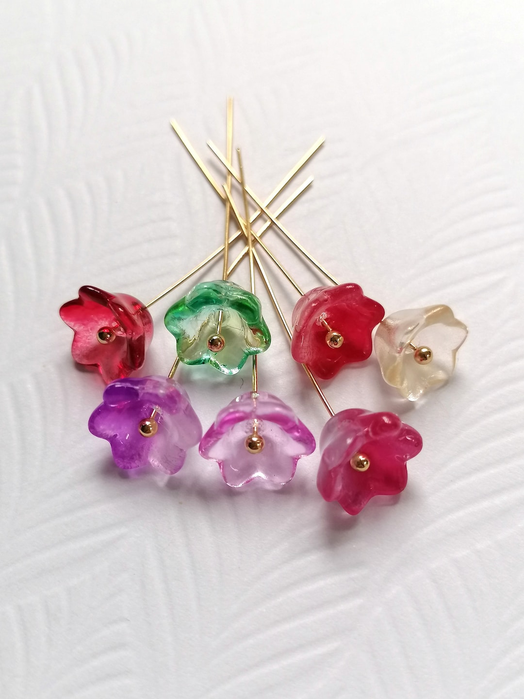 Glass Flowers | 10 Pieces | Small Lampwork Bell Flower Beads | 10mm ...