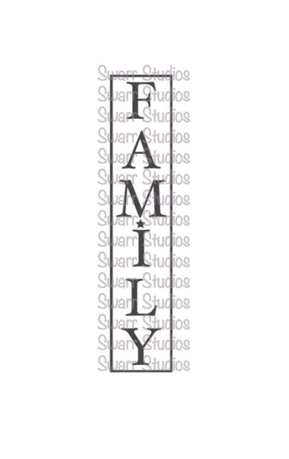 Vertical Family Sign Decal Template Formatted SVG Wood Sign | Etsy